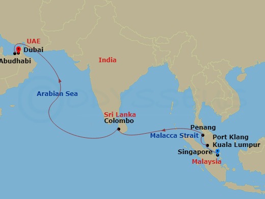 Singapore to Dubai - 13 Night Cruise only (CUN40040) | Helloworld ...